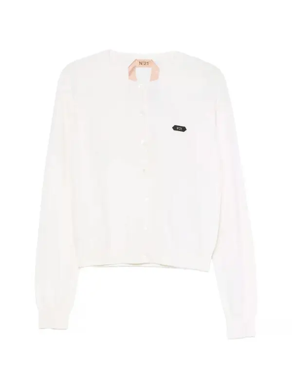N°21 Logo Patch Knitted Cardigan - Neutrals