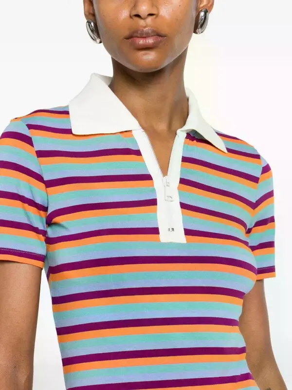 N°21 Striped Zip-up Polo Top