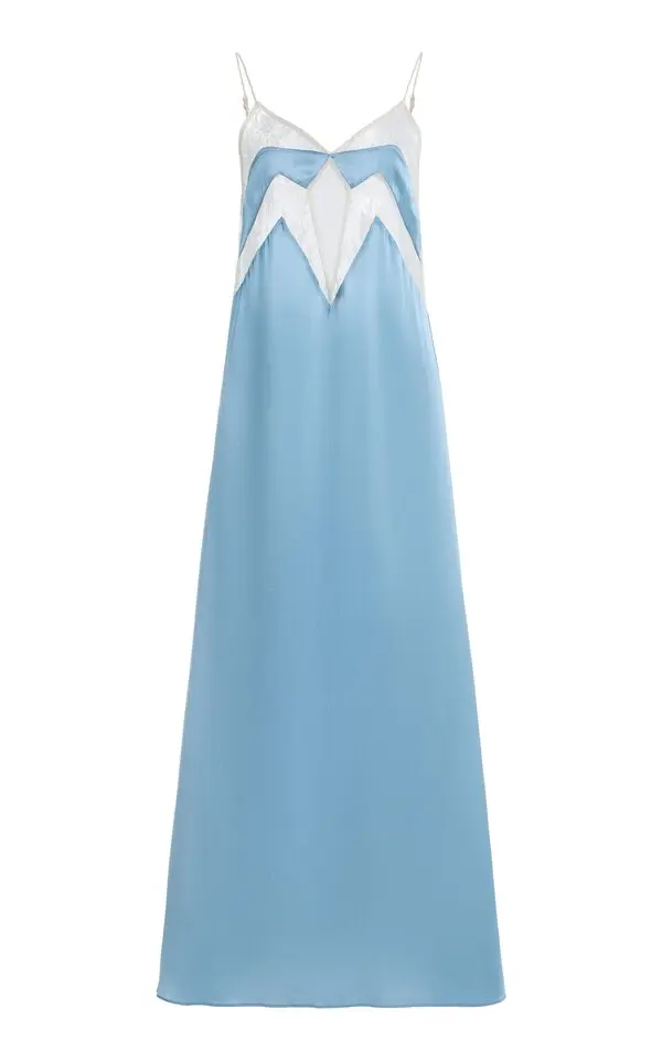 SLEEPING WITH JACQUES Francine" Stretch-silk Satin Midi Slip Dress - Blue