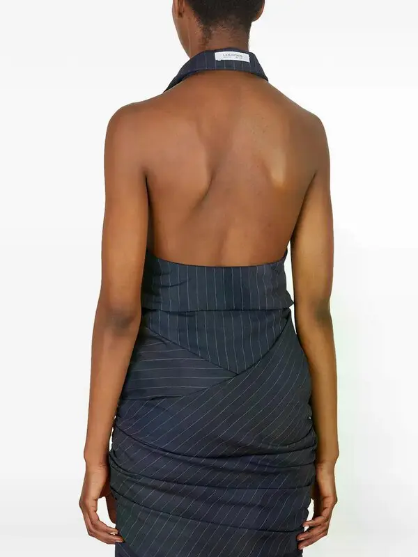 LOURDES Pinstripe Halter Neck Sleeveless Top
