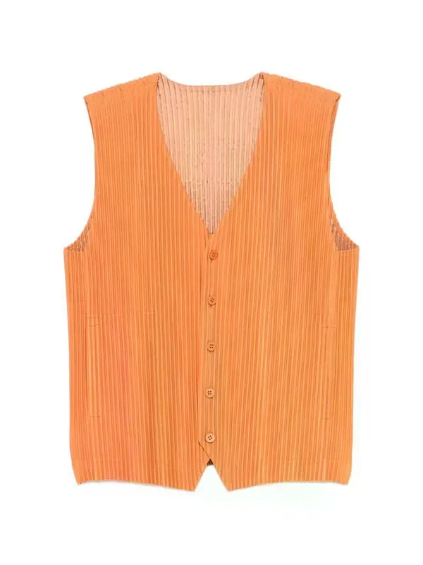 Issey Miyake Sleeveless V-neck Waistcoat - Orange