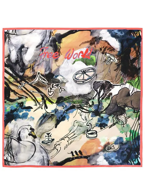 VIVIENNE WESTWOOD Foulard Quadrato "free World - Multicolour