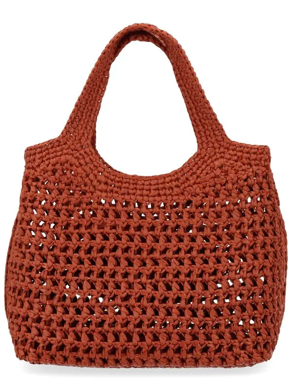 TOD'S Woven Shopper Bag With Logo Detail - Brown