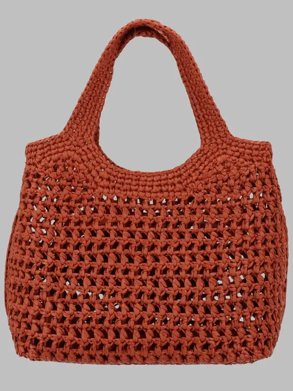 TOD'S Woven Shopper Bag With Logo Detail - Brown