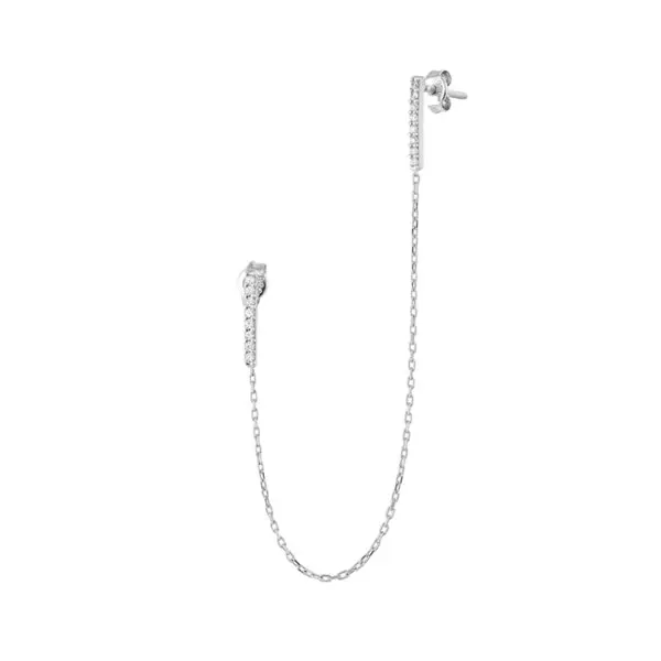 SPERO LONDON Sterling Chain Earring With Cubic Zirconia Bar - Silver