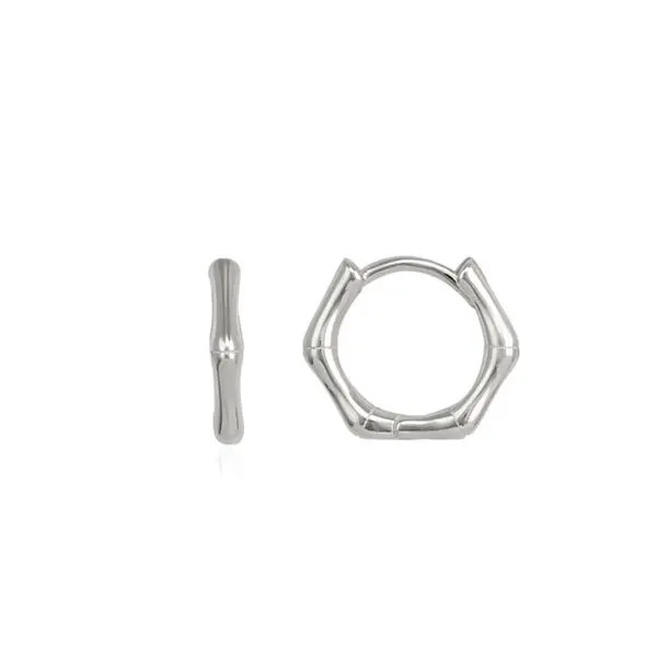SPERO LONDON Bone Shape Hexagonal Huggie Hoop Earrings In Sterling - Silver