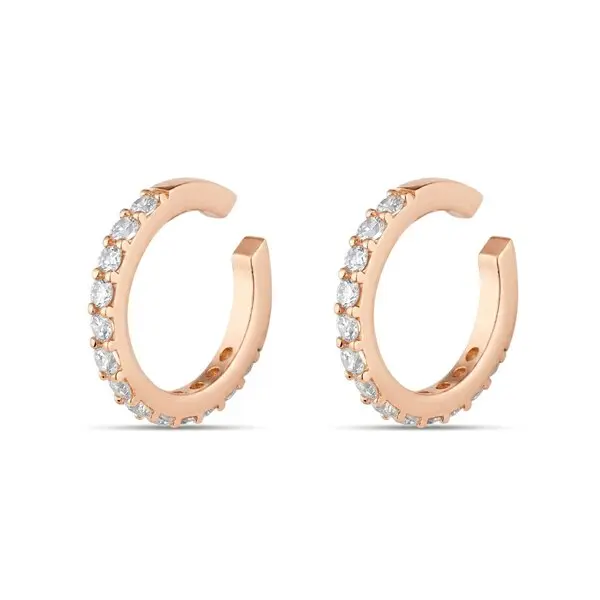 SPERO LONDON Cubic Zirconia Sterling Silver Ear Cuffs, Pair - Rose Gold