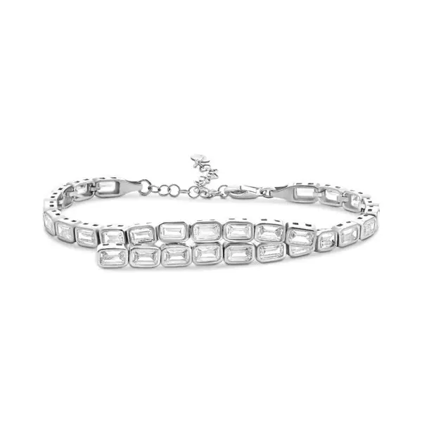 SHYMI Emerald Cut Bezel Set Tennis Bracelet - Silver
