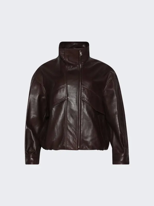 Nour Hammour Roland Leather Bomber Jacket - Brown