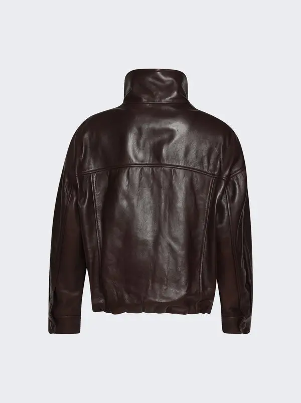 Nour Hammour Roland Leather Bomber Jacket - Brown