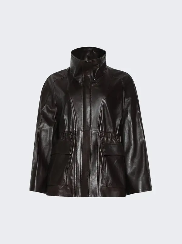 Nour Hammour Leather Jacket With Zip Closure - Brown