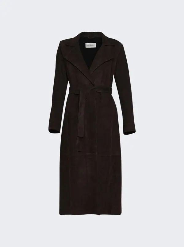 Nour Hammour Winona Suede Coat - Brown