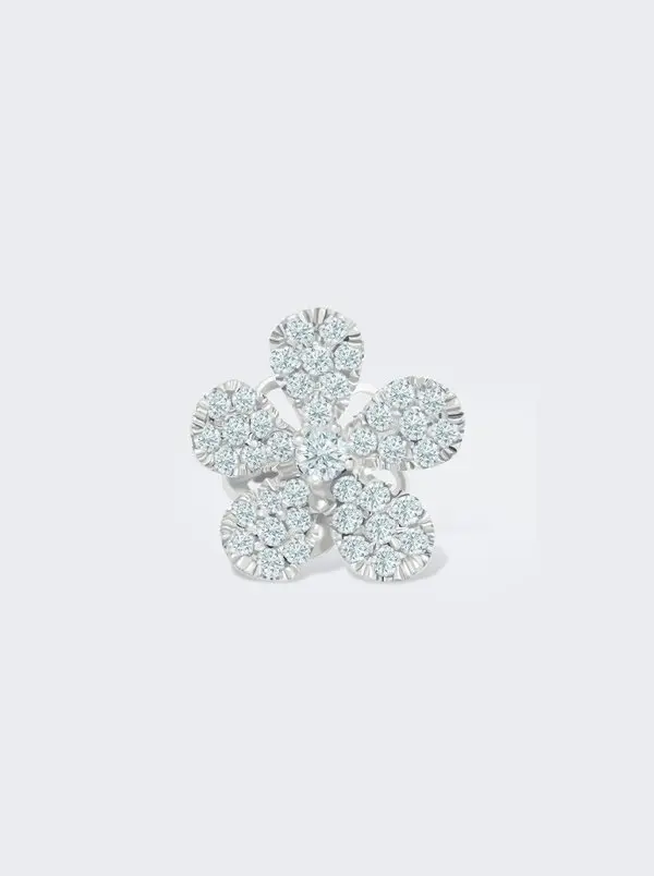 MIO HARUTAKA 18k White Gold Diamond Flower Earring - Wg