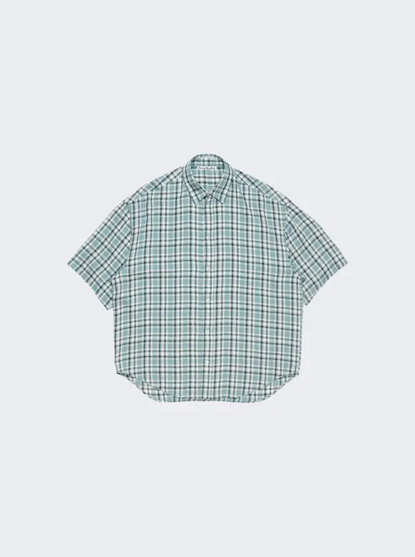 Acne Studios Checked Flannel Shirt Turquoise And White