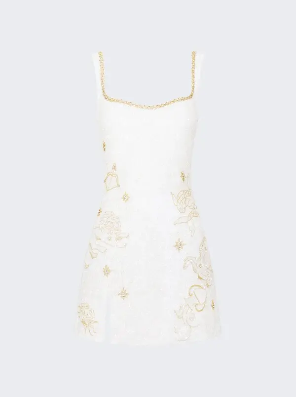CLIO PEPPIATT Zodiac Beaded Mini Dress - Ivory