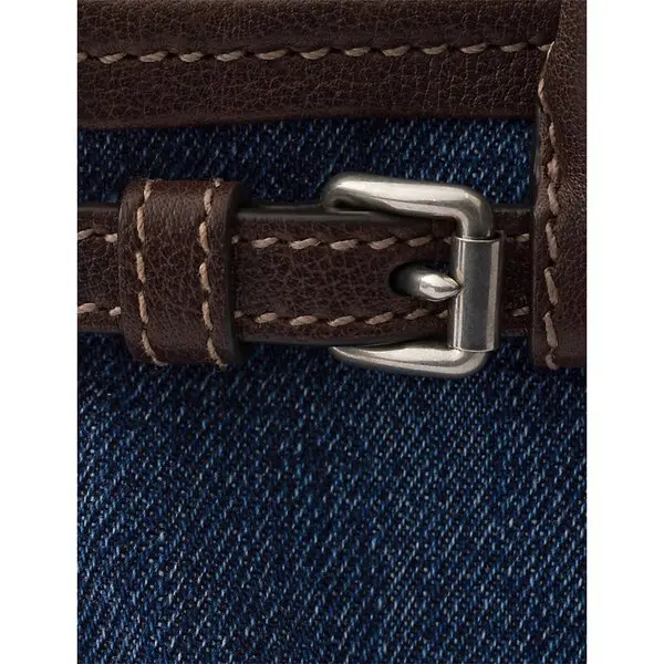 Prada Bonnie Small Denim And Leather Shoulder Bag - Blue