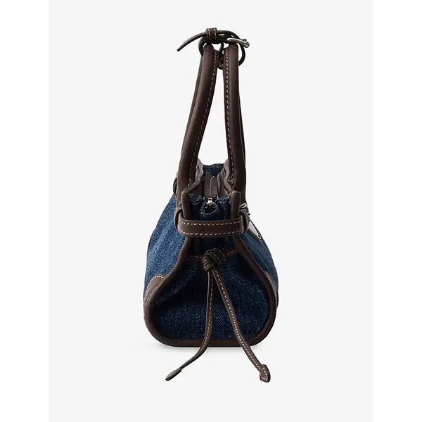 Prada Bonnie Small Denim And Leather Shoulder Bag - Blue