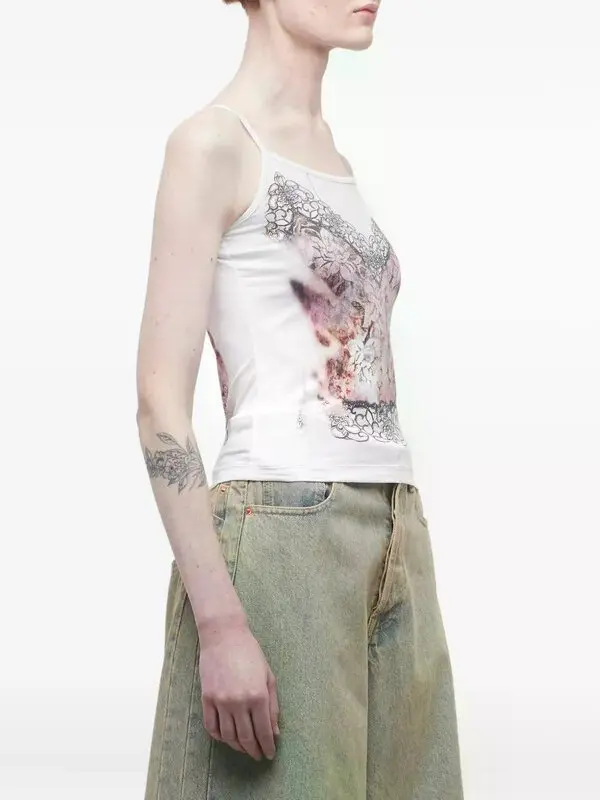 Y/project Square Neck Lace-print Top