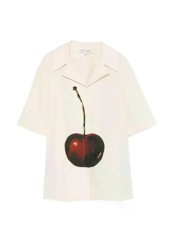 Stine Goya Pinstriped Cherry Print Shirt