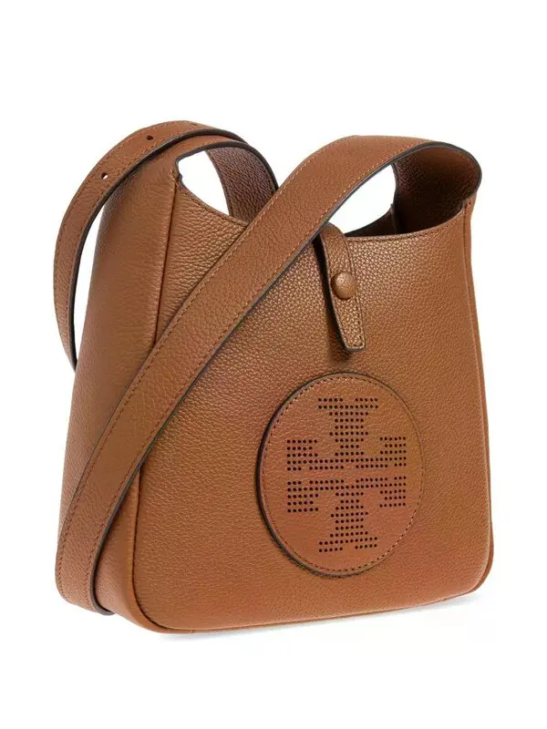 Tory Burch Perforated Logo Leather Cross Body Bag - Brown