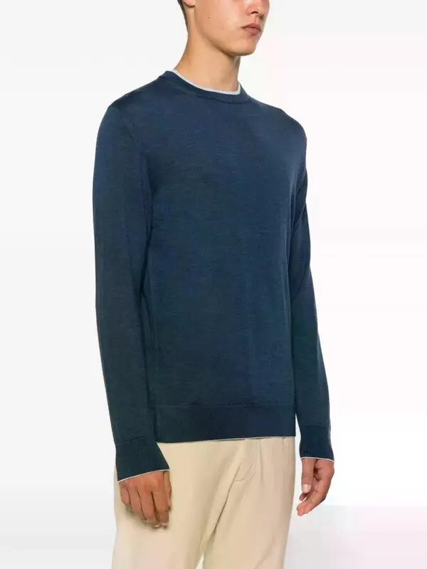 Eleventy Contrast Trim Crew Neck Sweater
