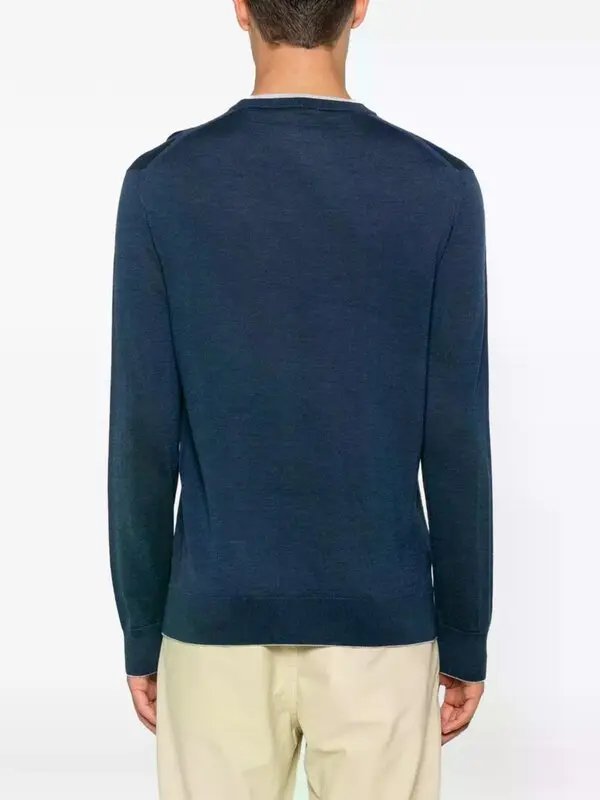 Eleventy Contrast Trim Crew Neck Sweater