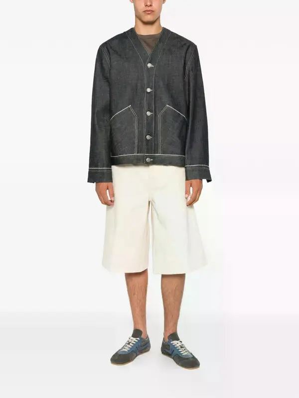 3DICI Logo Patch Wide Leg Denim Shorts