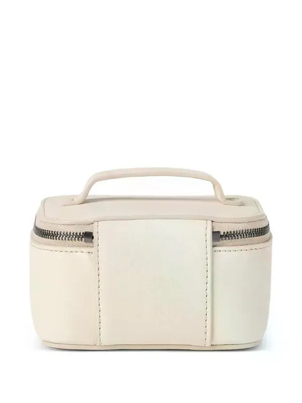 Brunello Cucinelli Grained Leather Small Jewelry Box With Shiny Zipper Pull - Neutrals