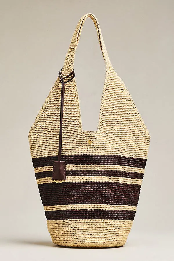 ANINE BING Leah Striped Hobo Bag