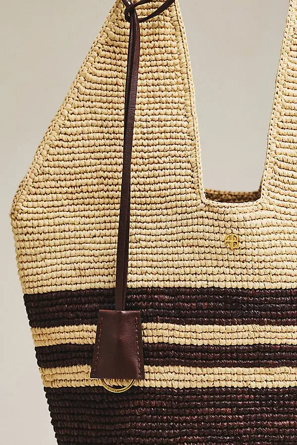 ANINE BING Leah Striped Hobo Bag