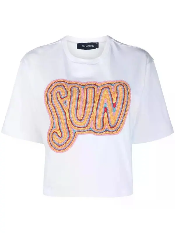 Sportmax Crochet Embroidered Cotton T-shirt - White