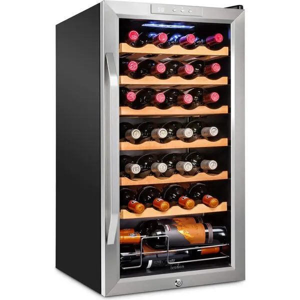 IVATION 28 Bottle Compressor Wine Refrigerator - Silver