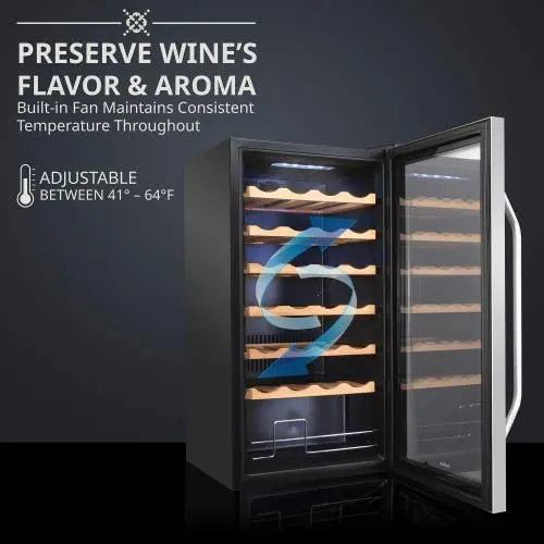 IVATION 28 Bottle Compressor Wine Refrigerator - Silver