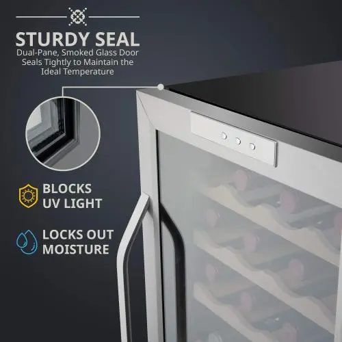 IVATION 28 Bottle Compressor Wine Refrigerator - Silver