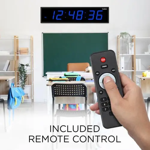 IVATION Digital Clock, 60 Led Wall Clock With Stopwatch, Alarms, Timer - Blue