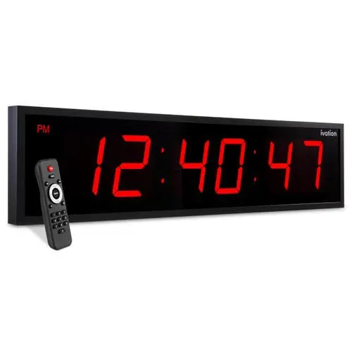 IVATION Digital Clock, 60 Led Wall Clock With Stopwatch, Alarms, Timer - Red
