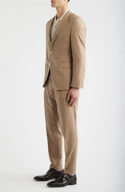 Hugo Boss Heston Slim Fit Pinstripe Wool Blend Double Breasted Suit