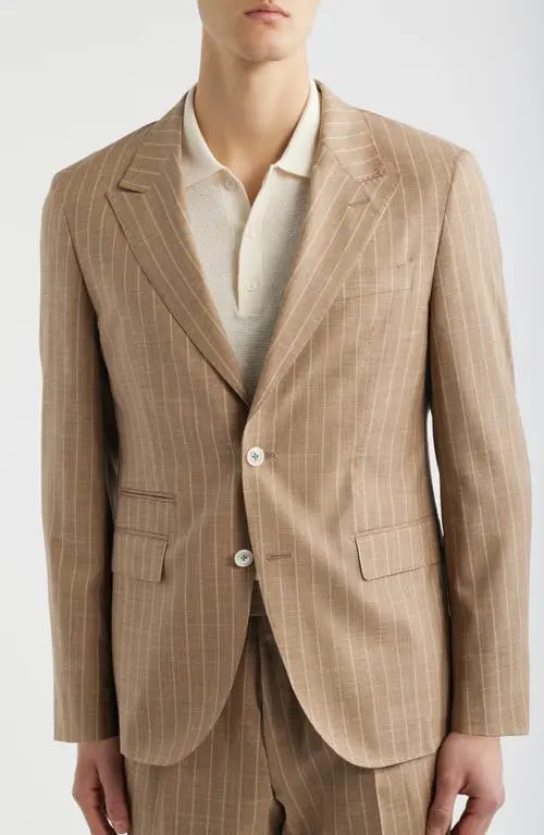 Hugo Boss Heston Slim Fit Pinstripe Wool Blend Double Breasted Suit
