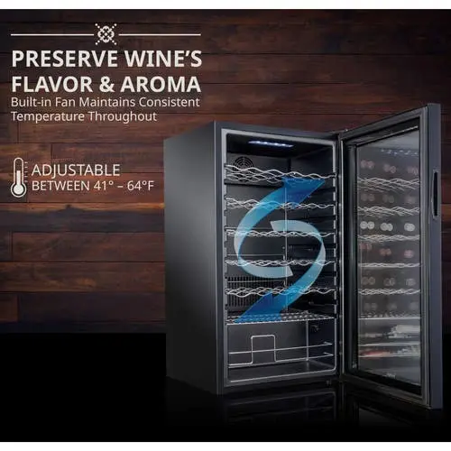 IVATION 34 Bottle Compressor Wine Refrigerator - Black