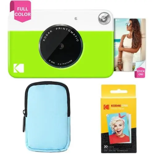 KODAK Printomatic Bundle + Case & 20 Zink - Green