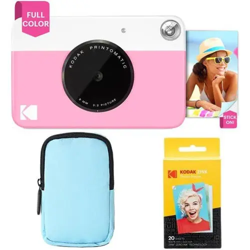 KODAK Printomatic Bundle + Case & 20 Zink - Pink