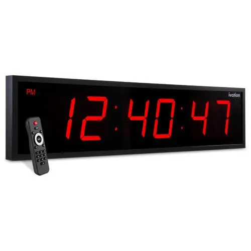 IVATION Digital Clock, 72 Led Wall Clock With Stopwatch, Alarms, Timer - Red