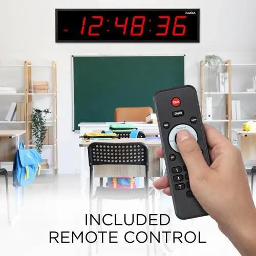 IVATION Digital Clock, 72 Led Wall Clock With Stopwatch, Alarms, Timer - Red
