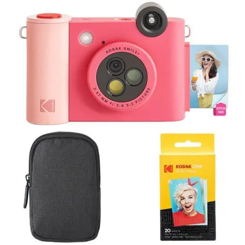 KODAK Smile+ 2-in-1 Camera & Printer Bundle - Fuchsia