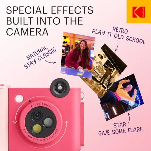 KODAK Smile+ 2-in-1 Camera & Printer Bundle - Fuchsia