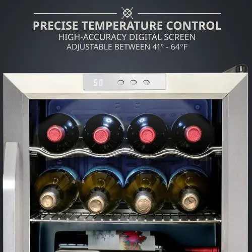 IVATION 12 Bottle Compressor Wine Refrigerator - Silver