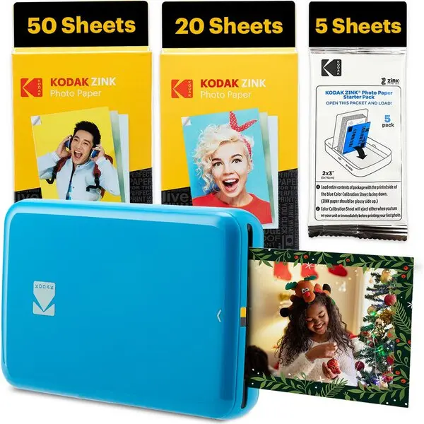 KODAK Step Instant Photo Printer Bundle With 75 Sheets Of Zink Paper - Blue