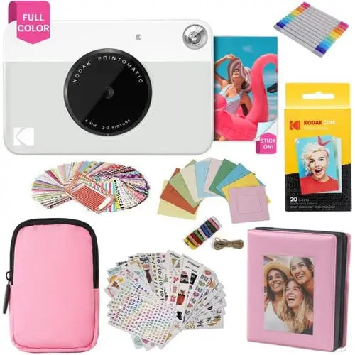 KODAK Printomatic Camera W/ Case Bundle - Grey