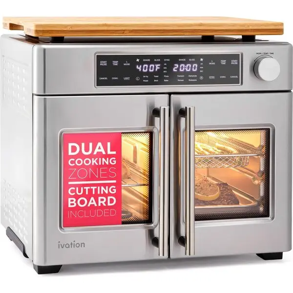 IVATION Dual Zone 10-in-1 Air Fryer & Toaster Ovenup To 450 - Silver