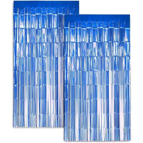 ZINK Foil Fringe Backdrop Curtains - Blue
